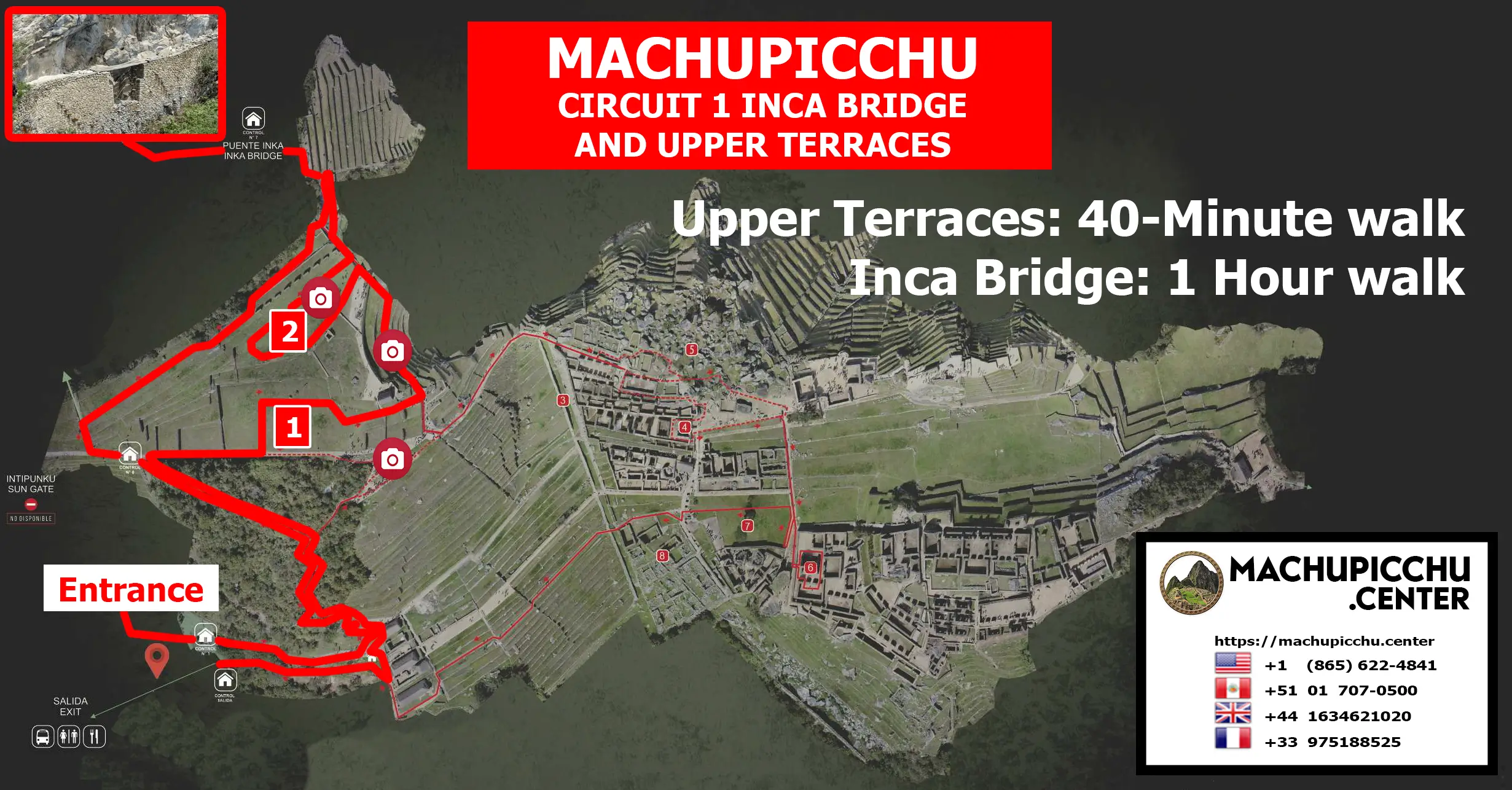 Machu Picchu entrance ticket Circuit 1D Inca Bridge ★ HUAYNAPICCHU.CENTER